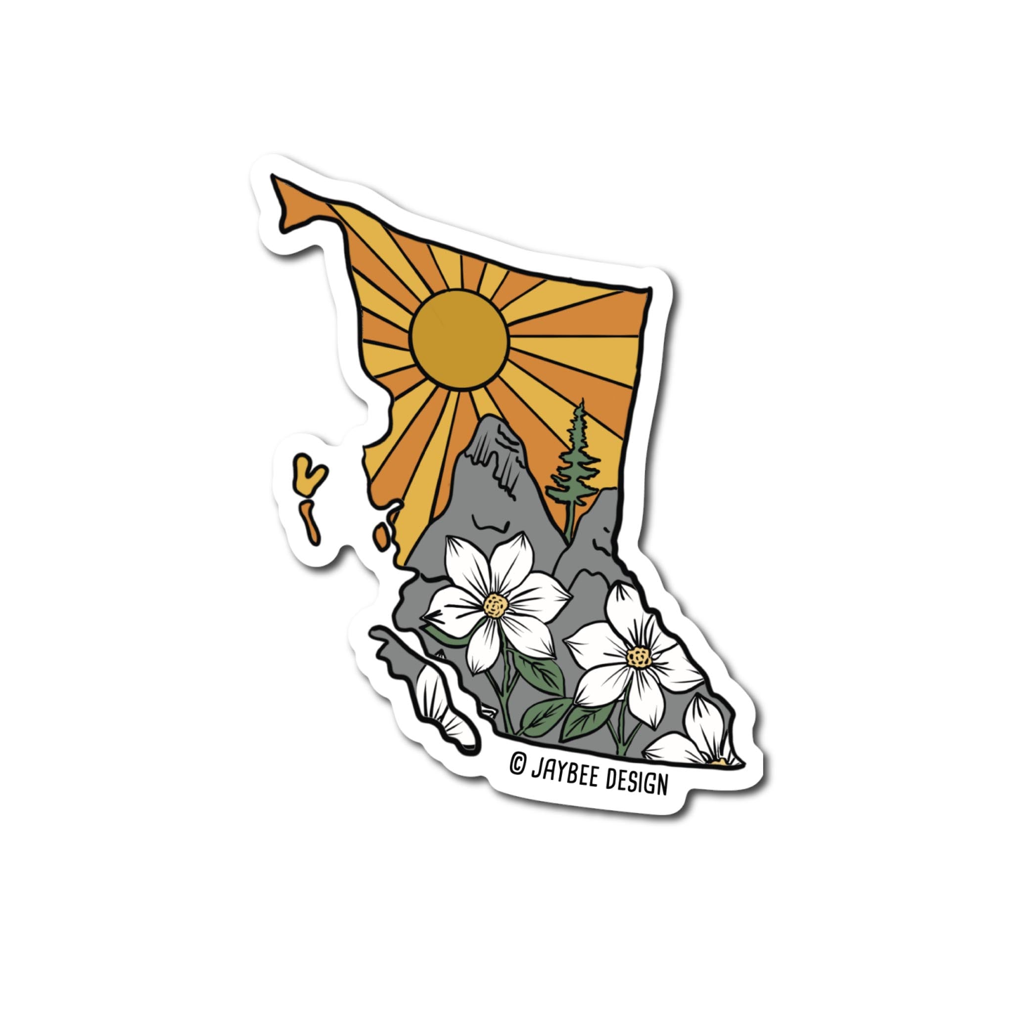 British Columbia (Mountain Dogwood Flowers) Vinyl Sticker – Jaybee ...