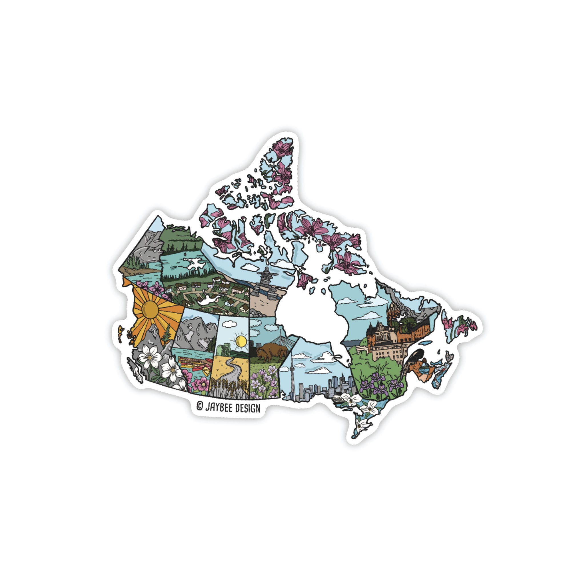 Canada Illustrated Map Vinyl Sticker – Jaybee Stationery Inc